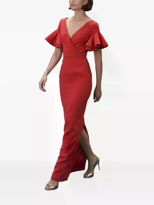 RAMI AL ALI Overlap Ruffled Maxi Dress