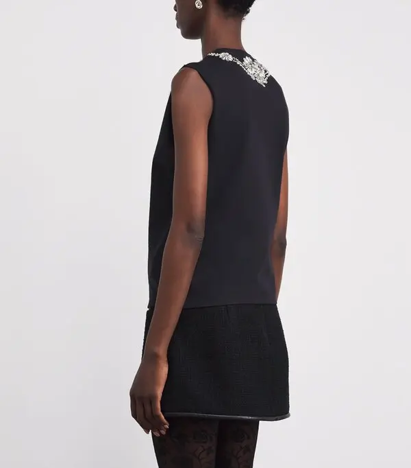 Alice + Olivia Embellished Cotton Tank Top