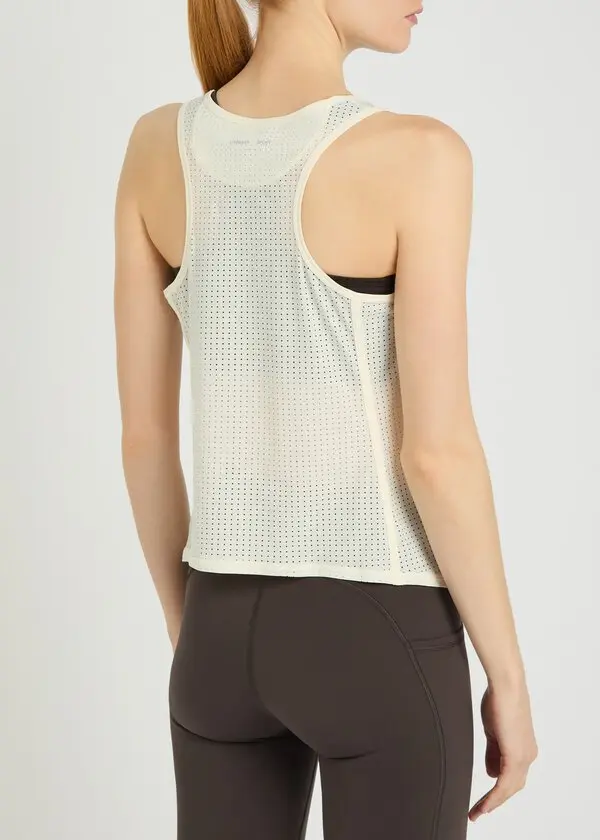 Literary Sport Perforated Stretch-jersey Tank Top - White