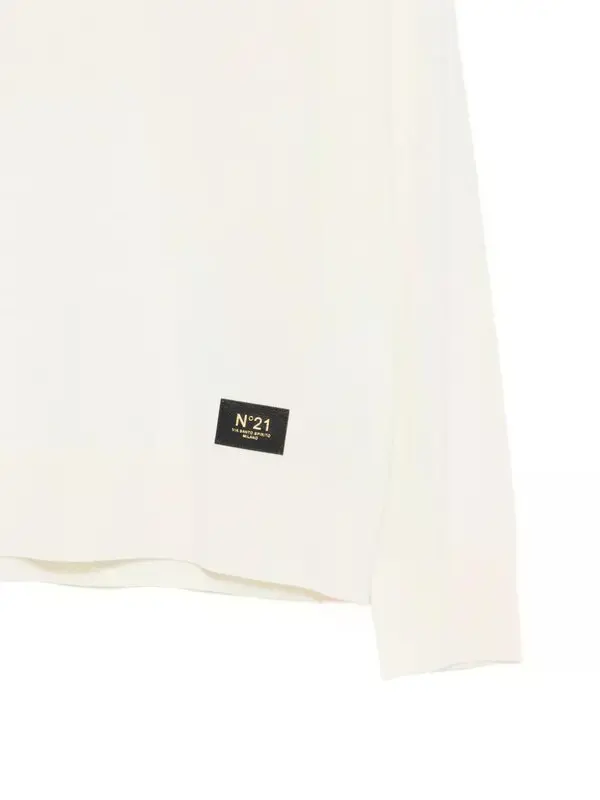 N°21 V-neck Long Sleeve Sweater With Logo Patch