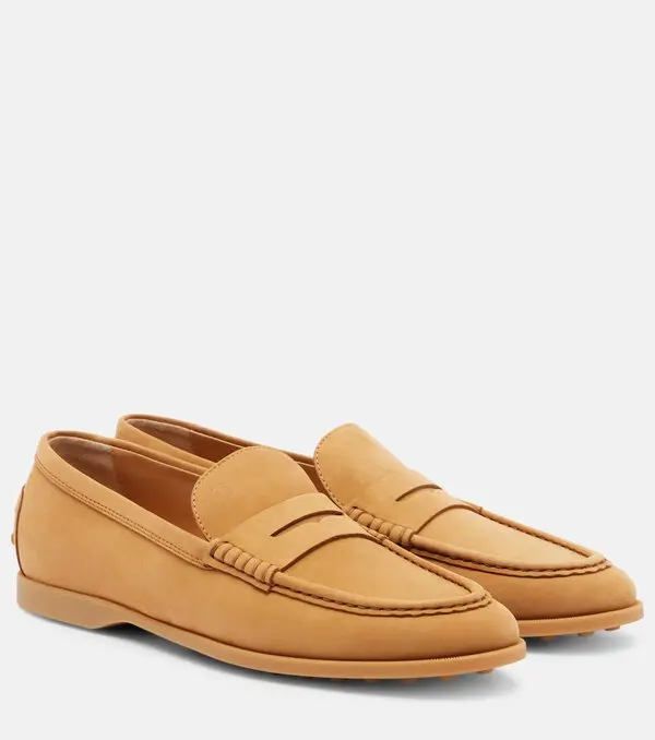 TOD'S Gommino Suede Penny Loafers - Brown