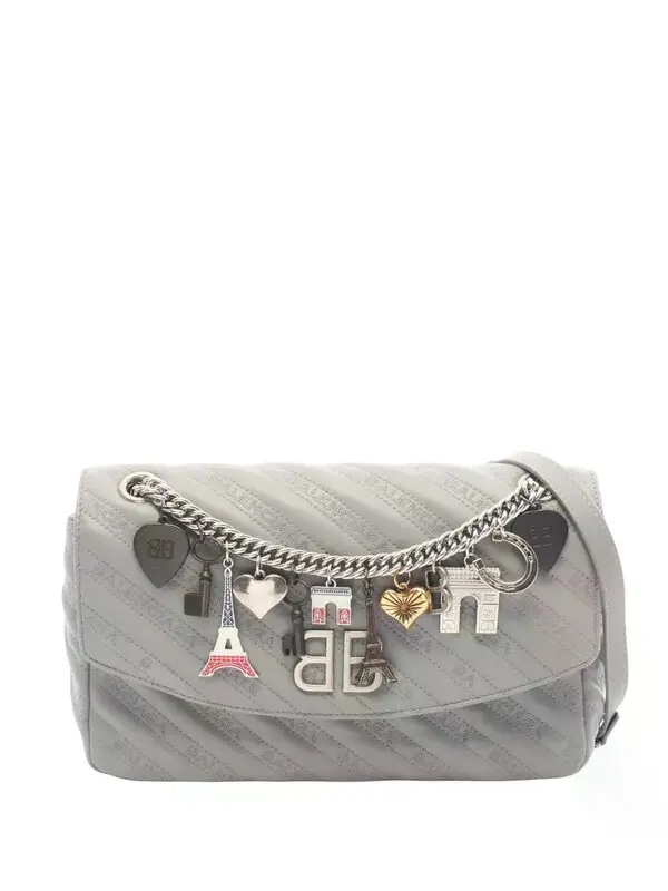 Balenciaga Leather Bb Round Charm Shoulder Bag