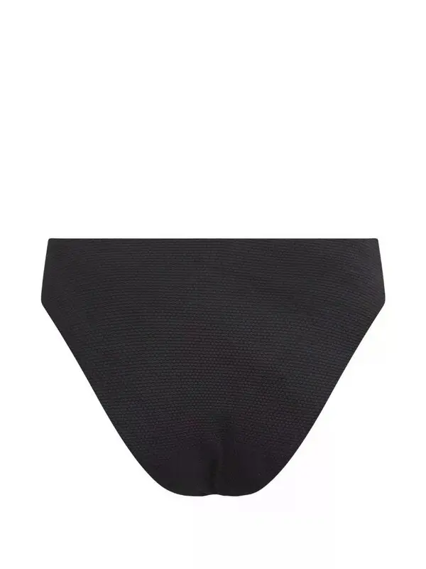 Karl Lagerfeld Textured Bikini Bottoms With Gold-tone Detailing - Black