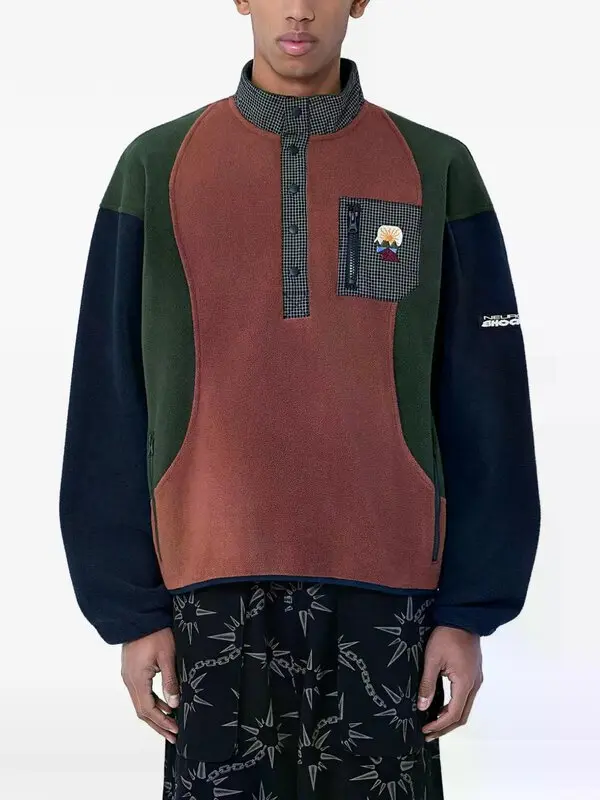BRAIN DEAD Contrasting-panel Button-placket Sweatshirt