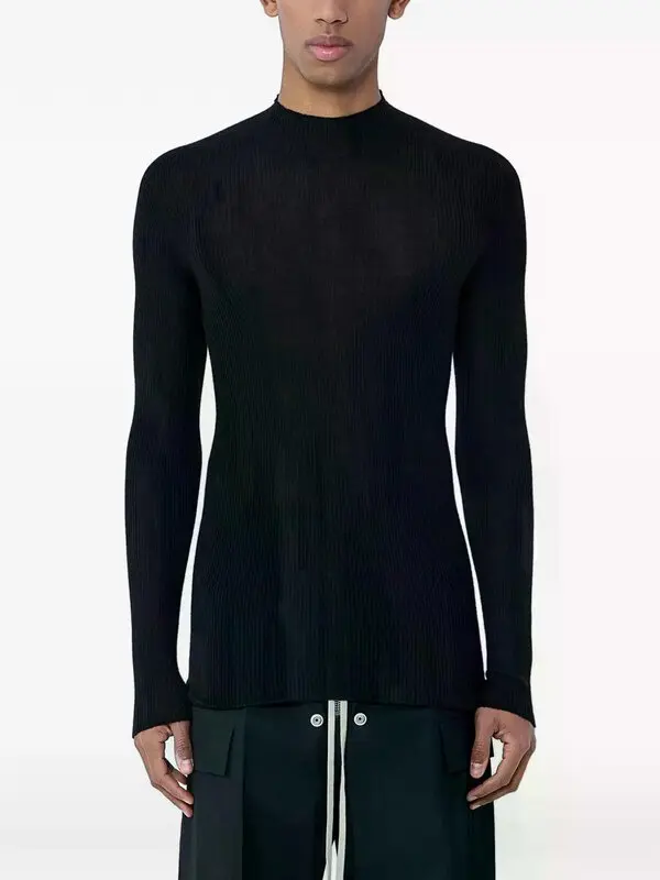 Rick Owens Ribbed High-neck Long-sleeve Top