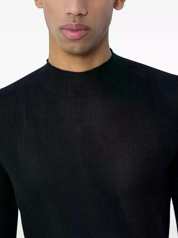 Rick Owens Ribbed High-neck Long-sleeve Top