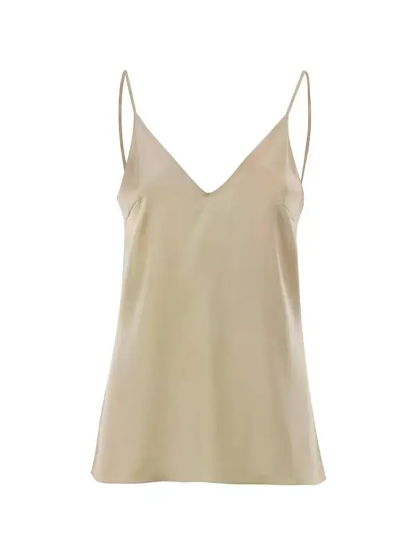 Brunello Cucinelli Stretch V-neck Silk Top - Neutrals
