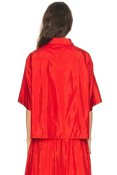 JIL SANDER Short Sleeve Button Up Top - Flame