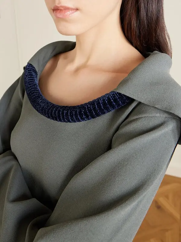 DIOTIMA Caicos Velvet-trimmed Jersey Top - Gray