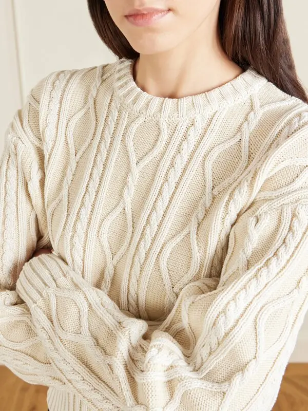 Jacquemus Amelo Cable Knit Cotton Sweater - Neutrals