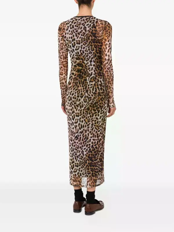 Moschino Leopard-print Long-sleeve Maxi Dress