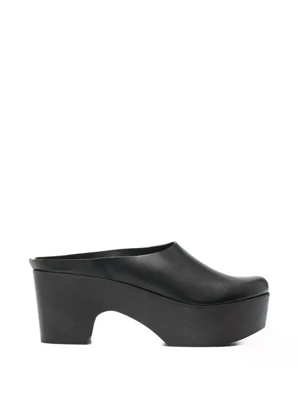 DANIELA GREGIS Leather Platform Mules - Black
