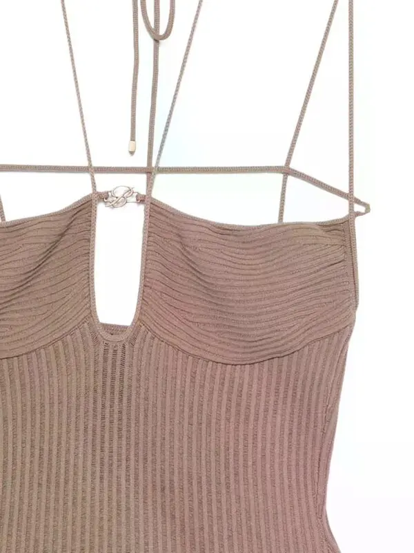 Blumarine Ribbed Knit Cut-out Jumpsuit - Brown