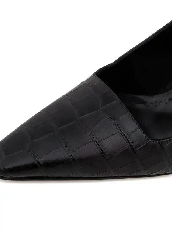 Manolo Blahnik Embossed Crocodile Effect Pointed-toe Slingback Pumps - Black