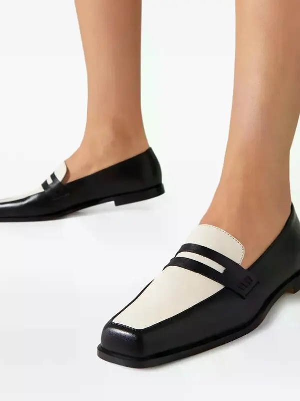 Manolo Blahnik And Beige Leather Square-toe Loafers