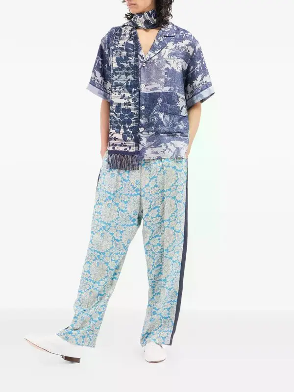 PIERRE-LOUIS MASCIA Floral Jacquard Trousers - Blue