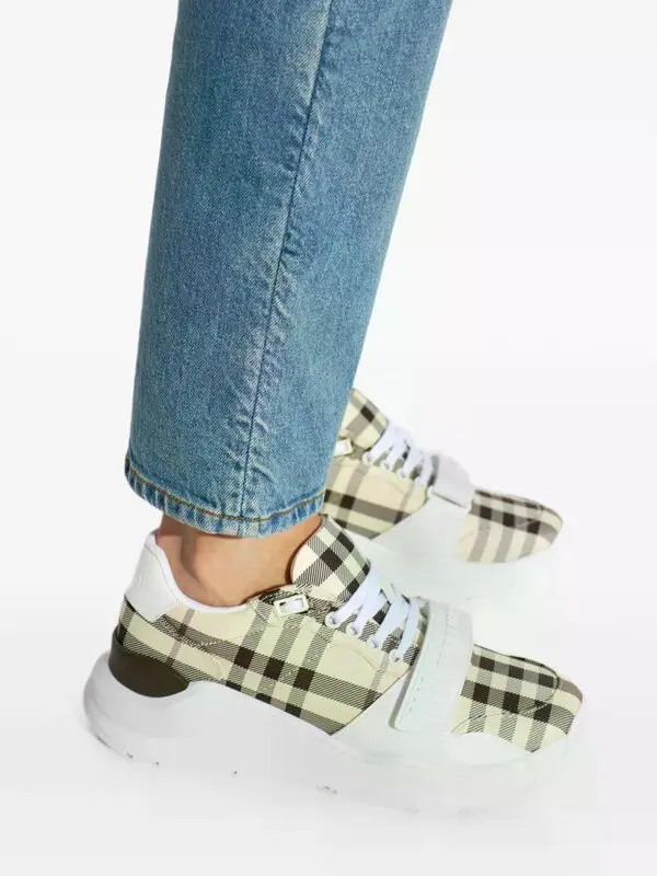 Burberry Checked Sneakers With Embossed Strap