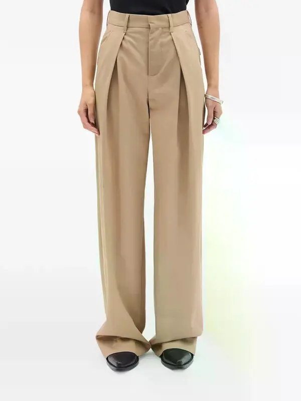 ANN DEMEULEMEESTER Pleated Wide-leg Trousers - Neutrals