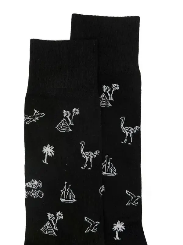 Paul Smith Ostrich Motif Crew Socks - Black