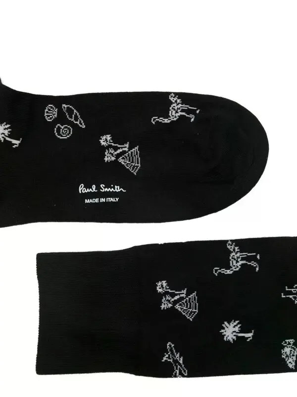 Paul Smith Ostrich Motif Crew Socks - Black