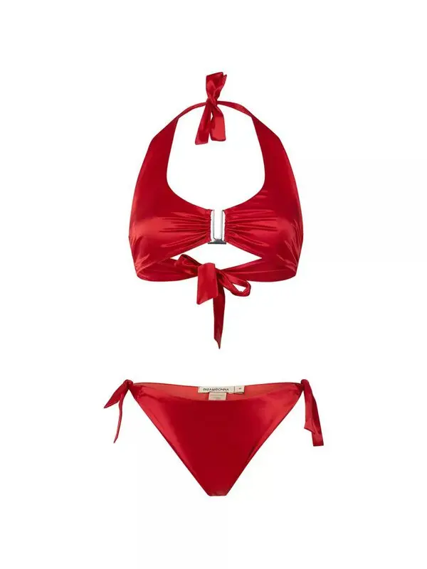 PARAMIDONNA Halterneck Bikini With Tie Detail - Red