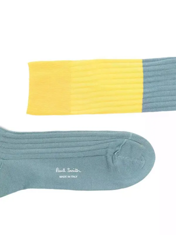 Paul Smith Ribbed Colour-block Socks - Blue