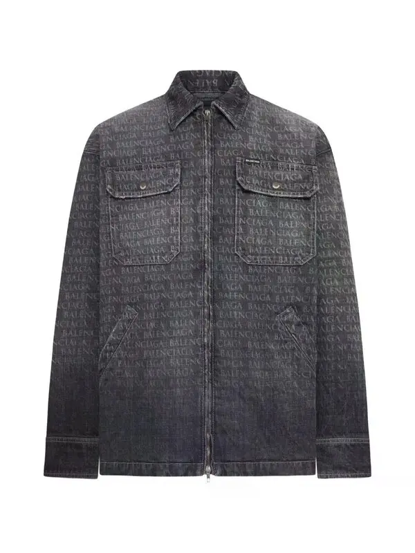 Balenciaga Logo Print Shirt Jacket - Grey