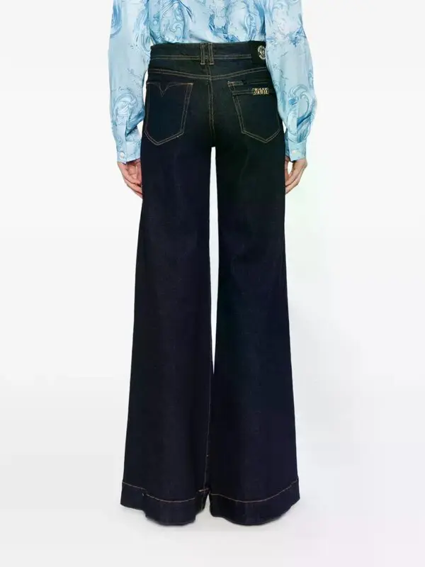 Versace Button Fly Wide Leg Jeans