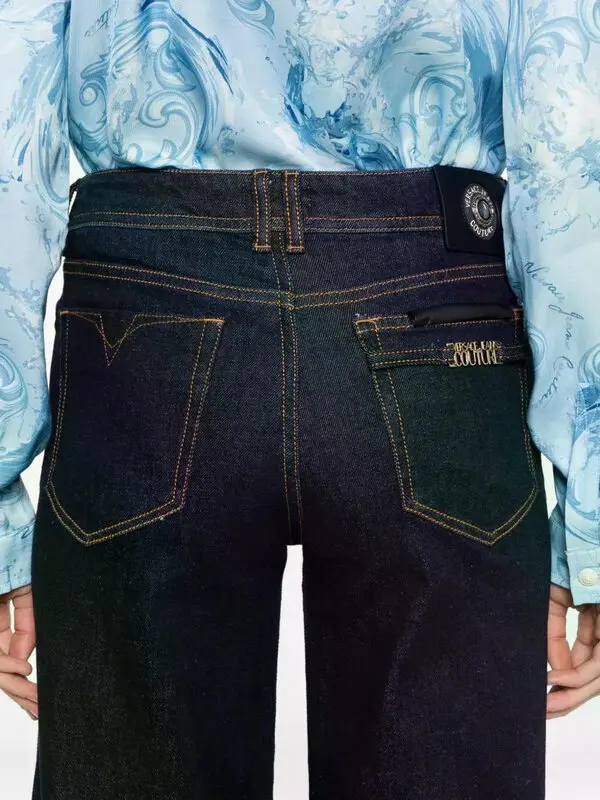Versace Button Fly Wide Leg Jeans