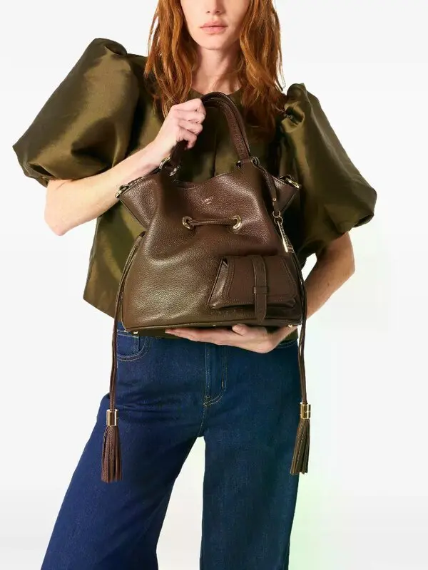 LANCEL Leather Tote Bag With Braided Handle
