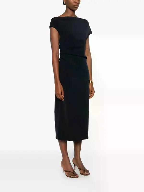 P.a.r.o.s.h Off-shoulder Ruched Midi Dress - Black