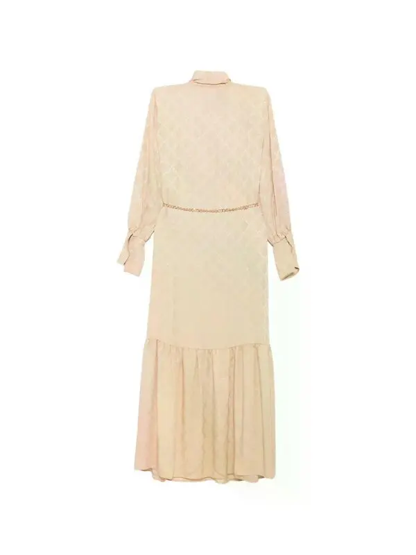 Michael Kors Monogram Maxi Dress With Detachable Chain Belt - Neutrals