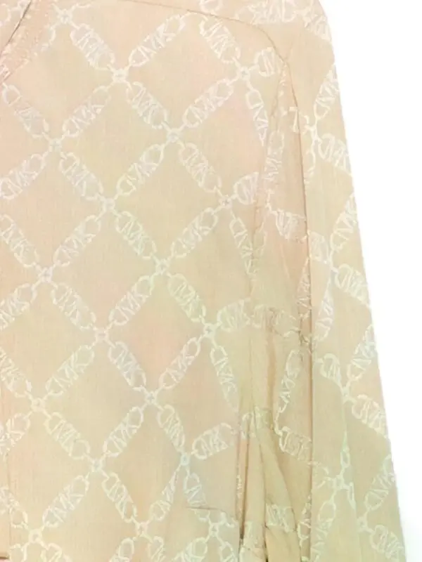 Michael Kors Monogram Maxi Dress With Detachable Chain Belt - Neutrals