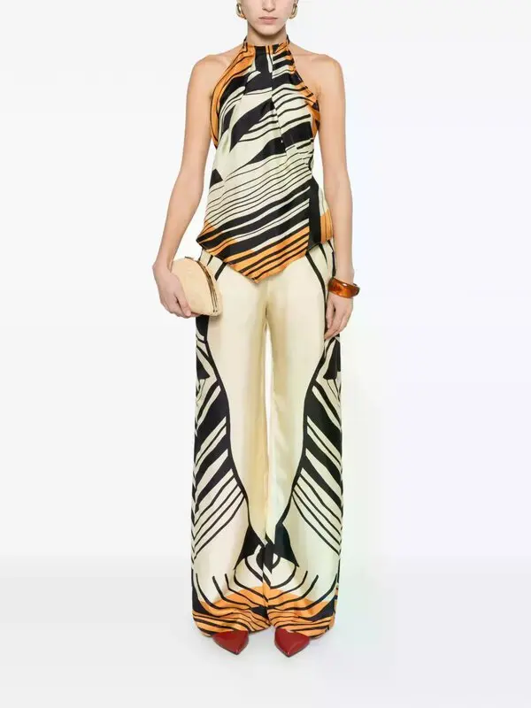 Raquel Diniz Graphic Print Palazzo Trousers - Neutrals