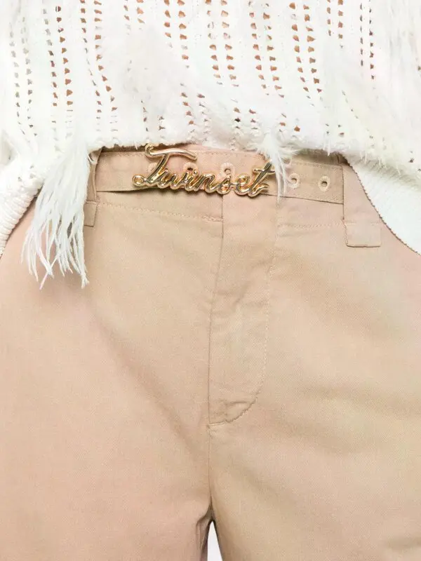 TWINSET Logo Belt Tailored Trousers - Neutrals