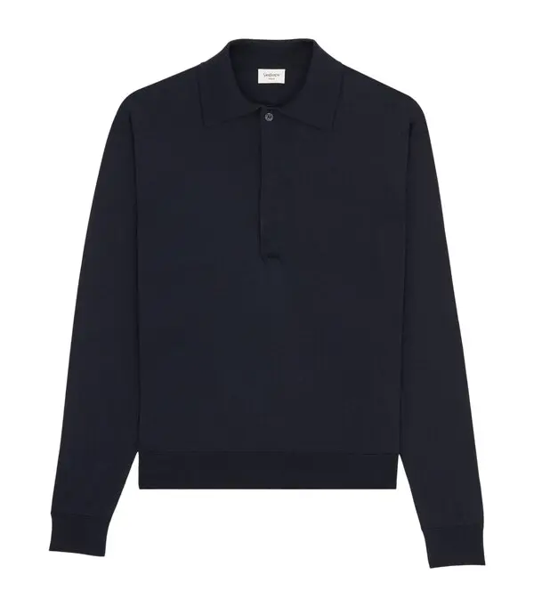 Saint Laurent Silk-cotton Polo Sweater - Blue