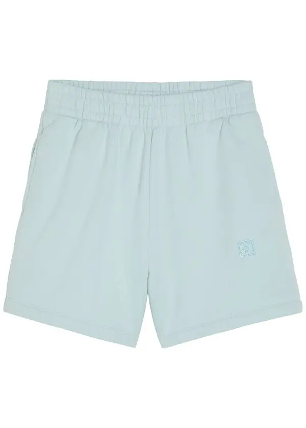 ANINE BING Logo-embroidered Cotton Shorts - Light Blue