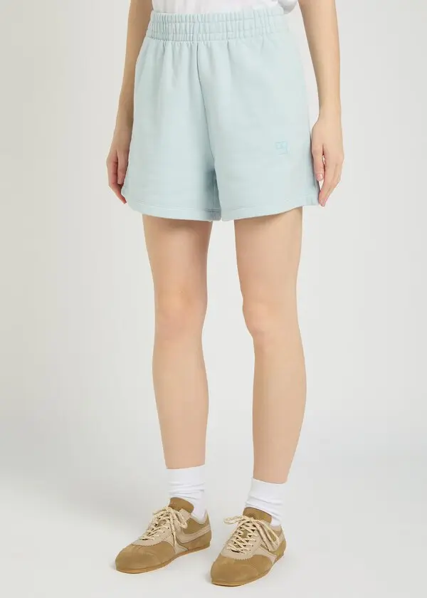 ANINE BING Logo-embroidered Cotton Shorts - Light Blue
