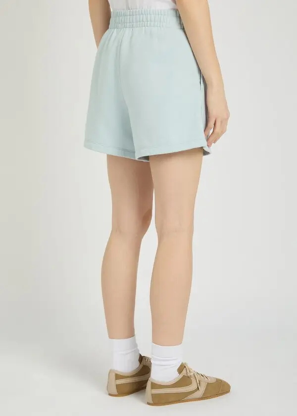 ANINE BING Logo-embroidered Cotton Shorts - Light Blue