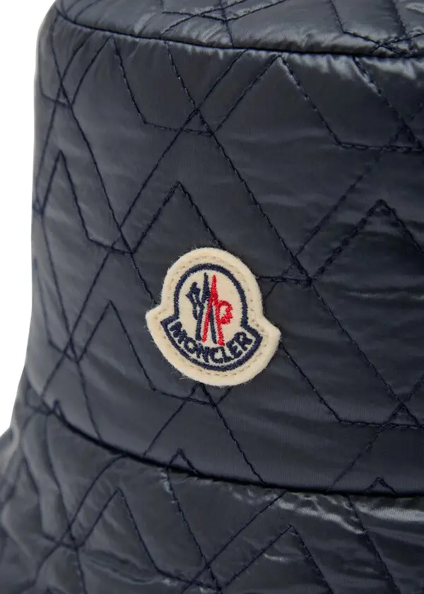 Moncler Reversible Quilted Nylon Bucket Hat With Appliqu