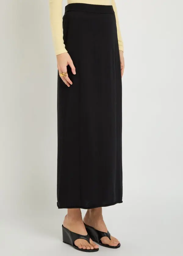 LISA YANG Cotton And Cashmere-blend Midi Skirt - Black