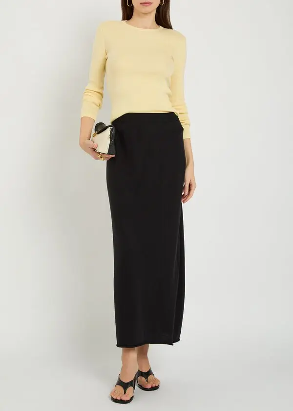 LISA YANG Cotton And Cashmere-blend Midi Skirt - Black
