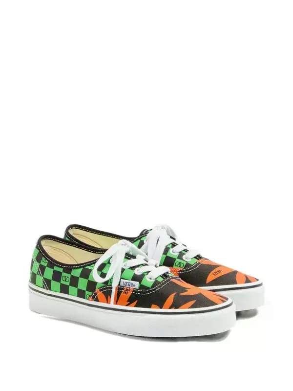 VANS X Valentino Garavani Vlogo Signature Checkerboard Print Sneakers - Green