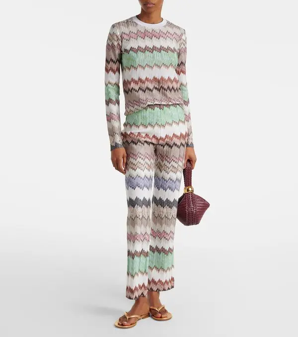 Missoni Zigzag Lame Cropped Straight Leg Trousers
