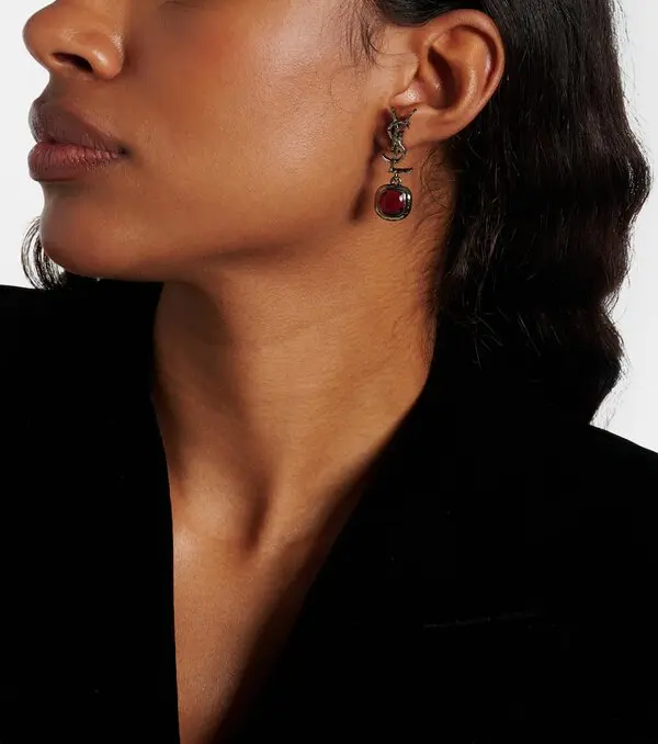 Saint Laurent Cassandre Embellished Drop Earrings