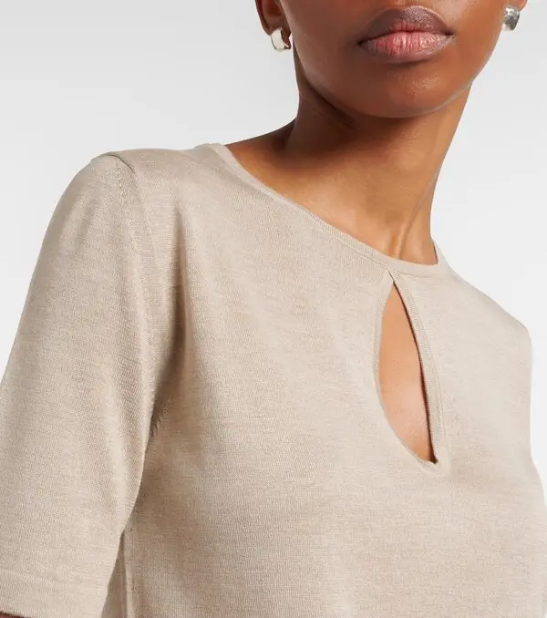 Max Mara Valido Silk And Cashmere Top - Beige