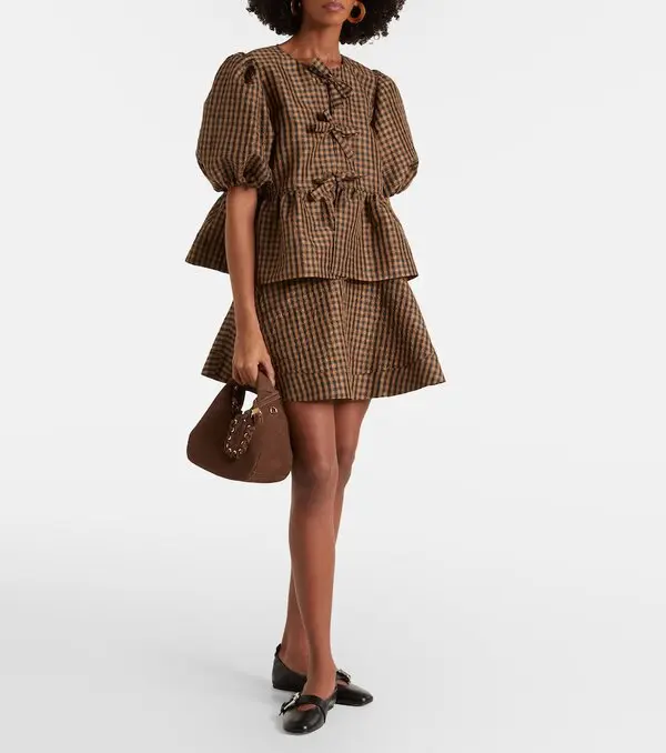 GANNI Suede Top-handle Bag With Detachable Charm - Brown