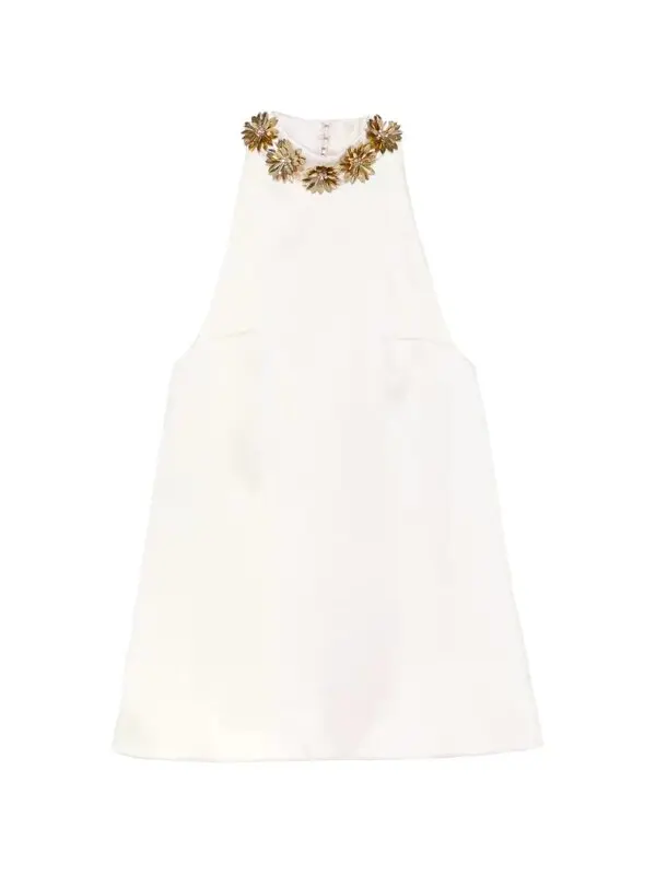 Retrofete Giacinta Flower-embellished Mini Dress - White