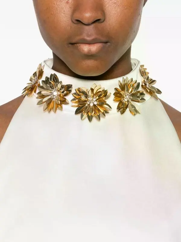 Retrofete Giacinta Flower-embellished Mini Dress - White