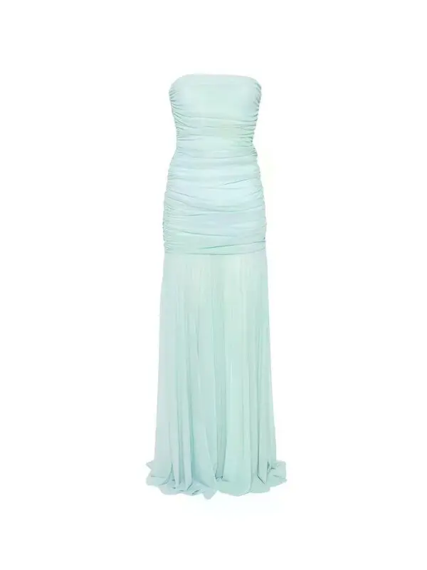 Retrofete Adele Ruched Strapless Dress - Blue